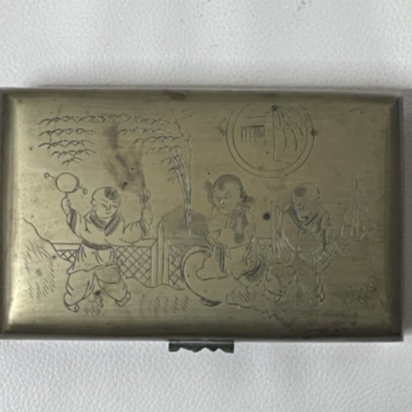 Storage & Organization | Antique Chinese Engraved Metal Cigar Or ...
